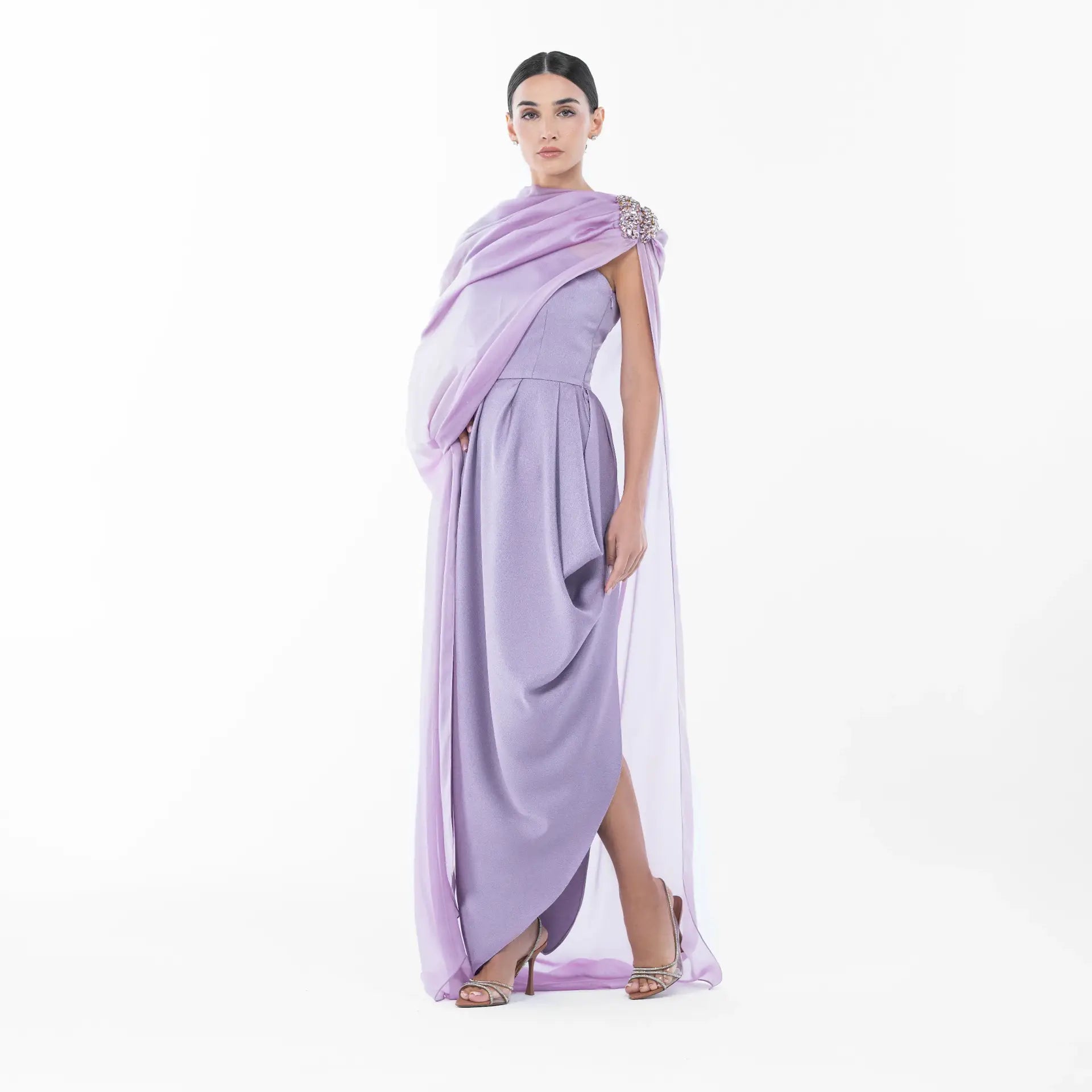 Opium Dress for Special Occasions - Timeless Gown | Chiffon Cape | MOOEI